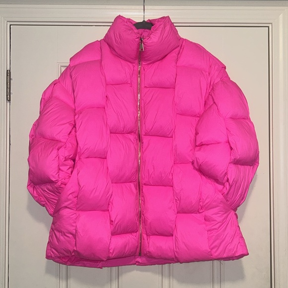 AKIRA | Jackets & Coats | New Hot Pink Puffer Coat With Straps Inside ...